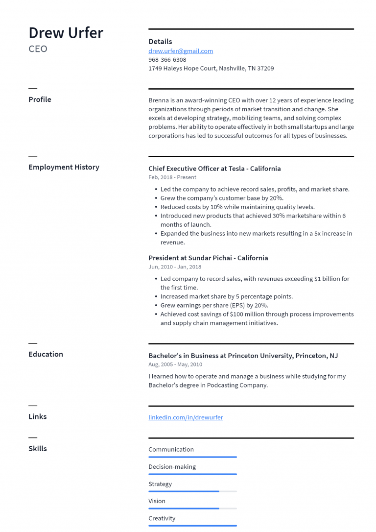 CEO Resume Example and Writing Guide - ResumeLawyer