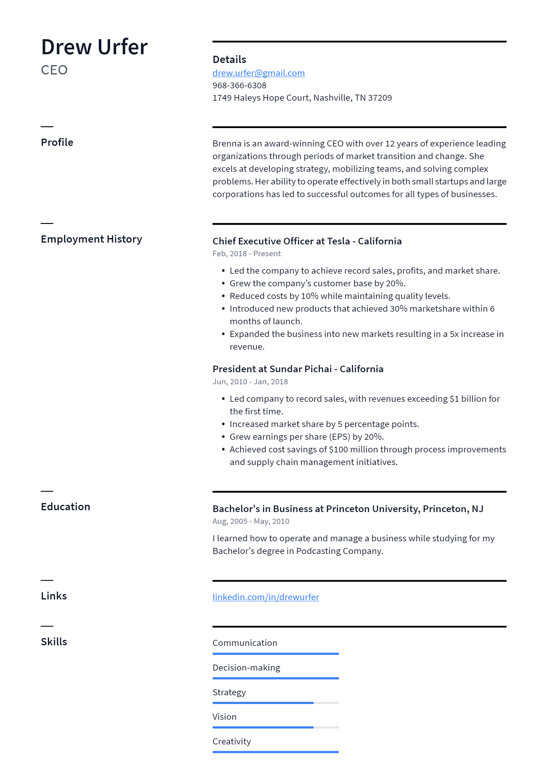 CEO Resume Example and Writing Guide - ResumeLawyer