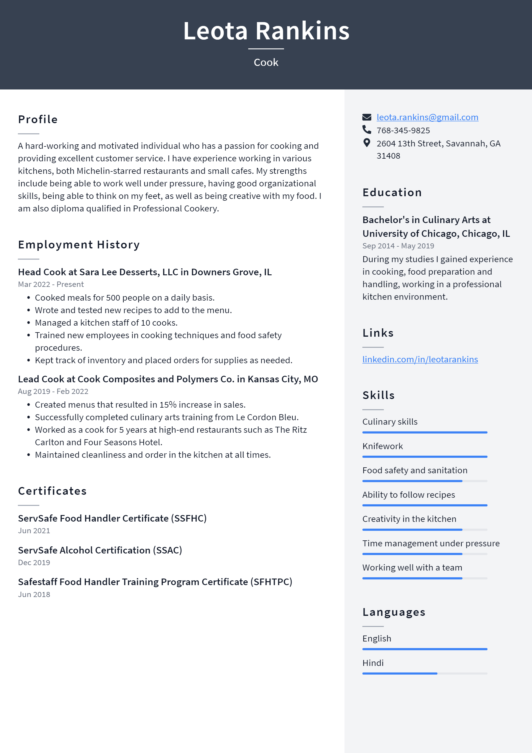 Cook Resume Example and Writing Guide - ResumeLawyer