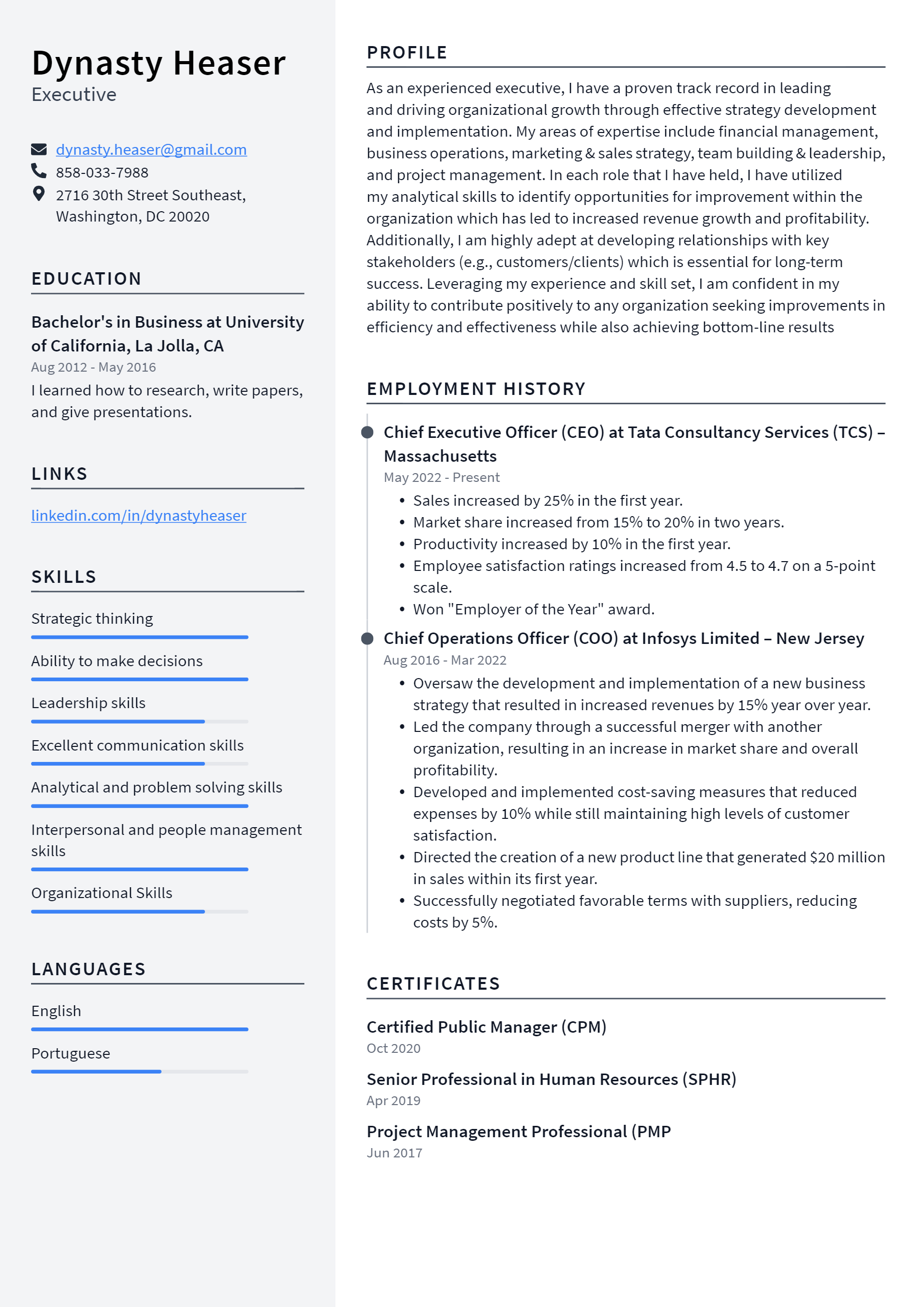 Executive Resume Example and Writing Guide - ResumeLawyer