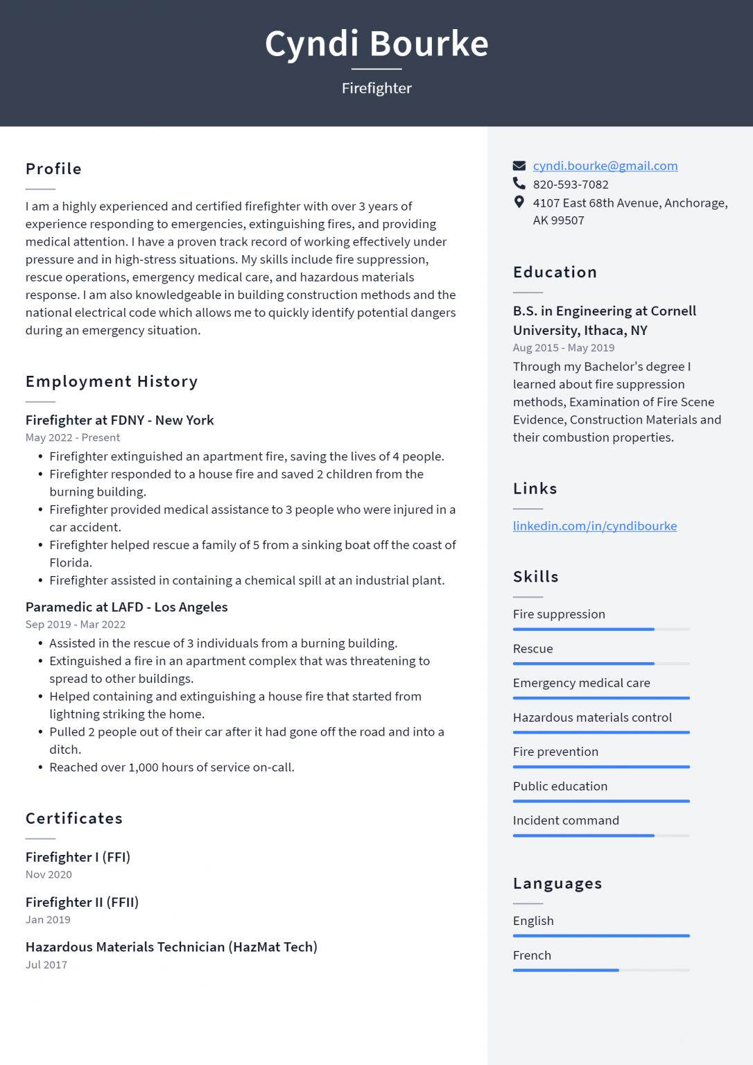 Firefighter Resume Example and Writing Guide - ResumeLawyer