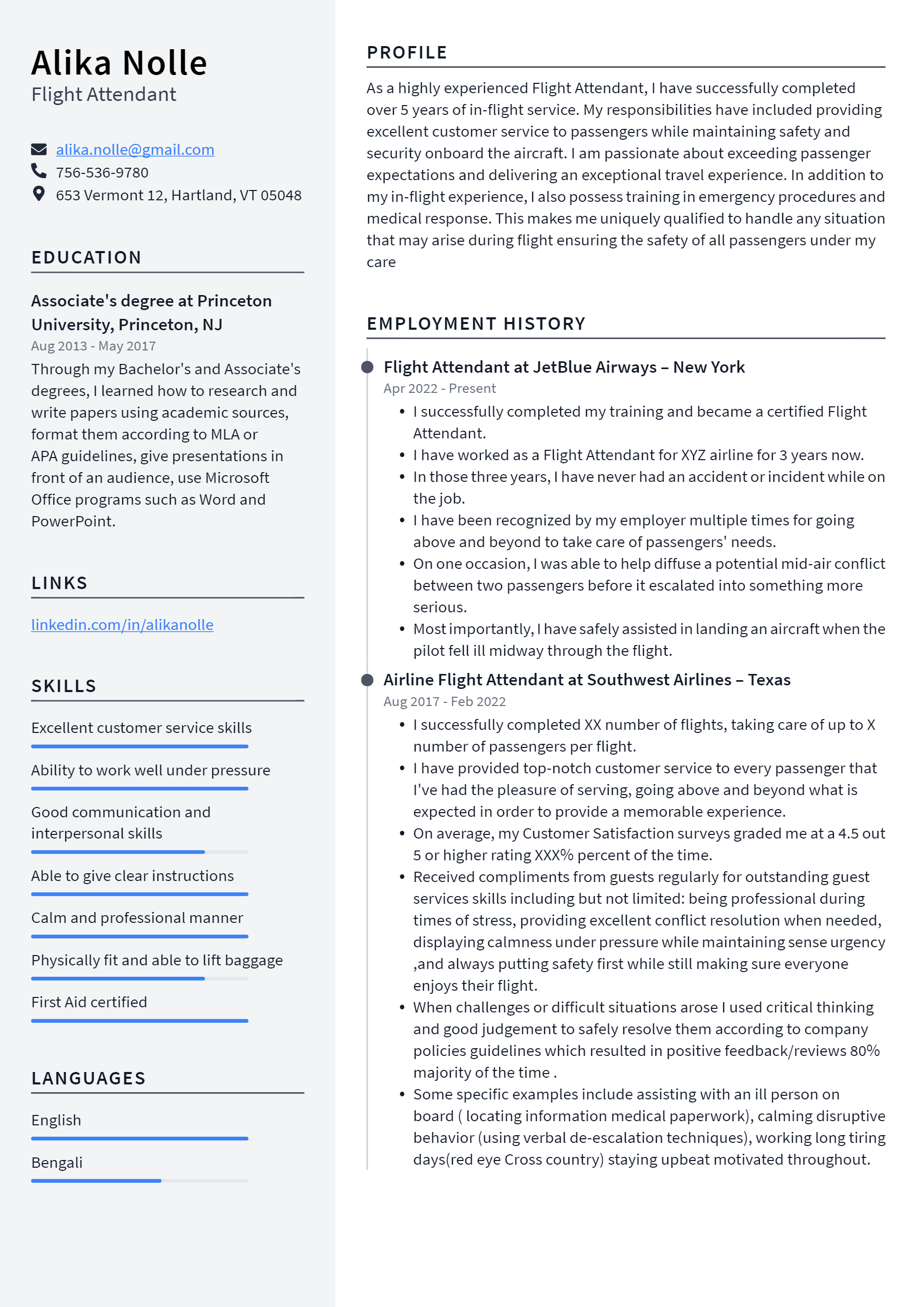 Flight Attendant Resume Example and Writing Guide - ResumeLawyer