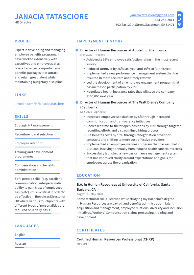 HR Director Resume Example and Writing Guide - ResumeLawyer