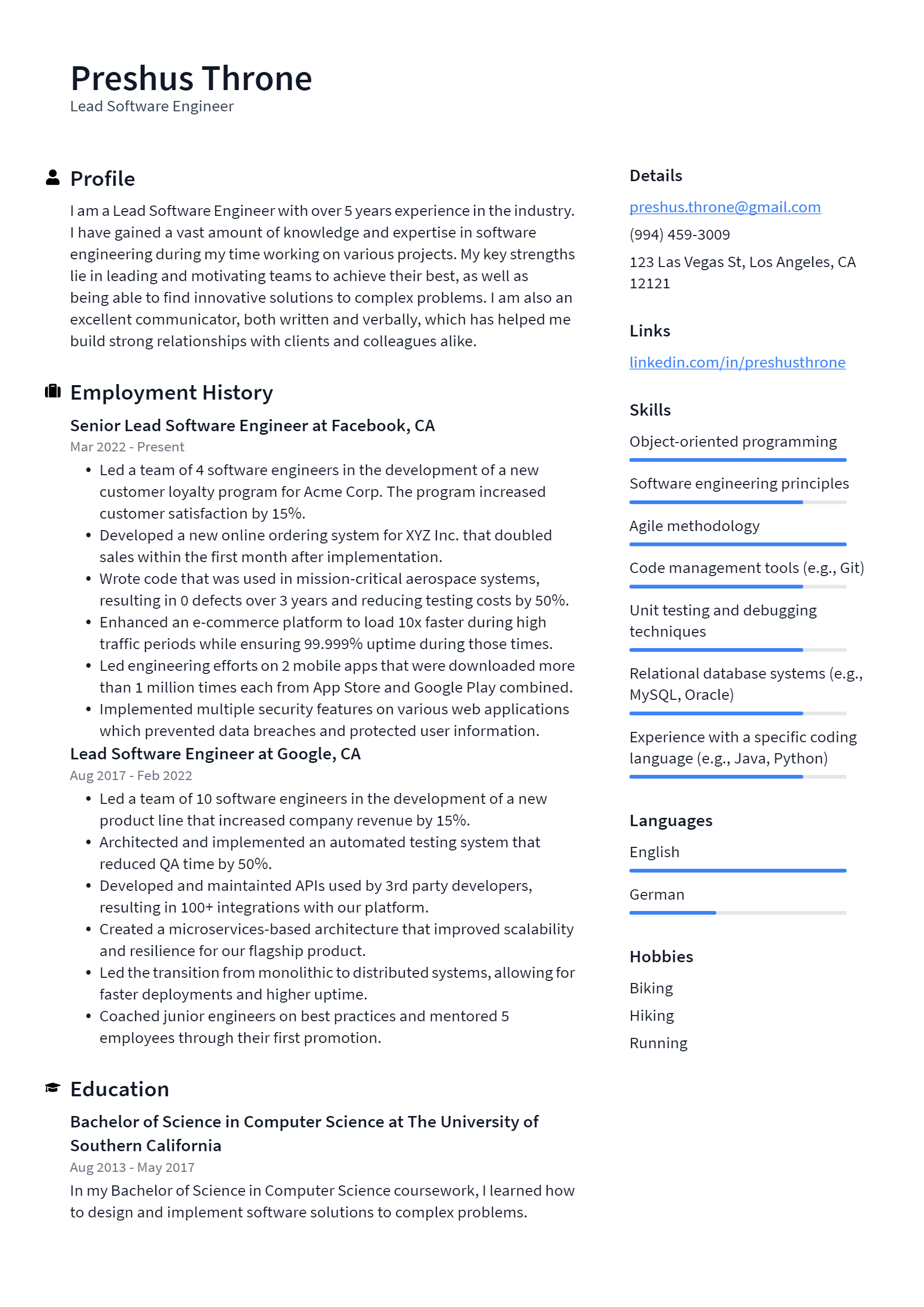 Software Engineer Resume Example and Writing Guide - ResumeLawyer