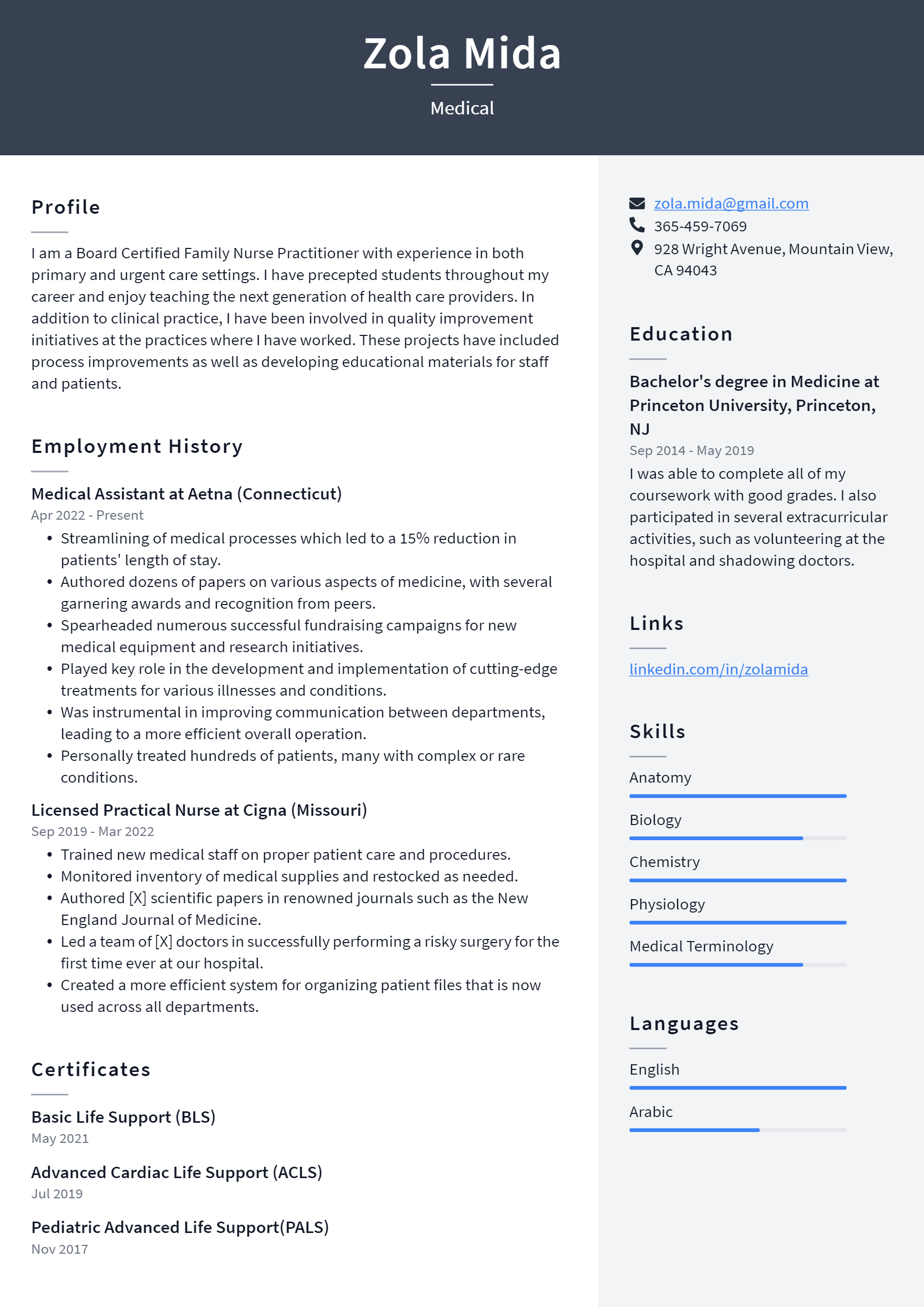 Medical Resume Example and Writing Guide - ResumeLawyer