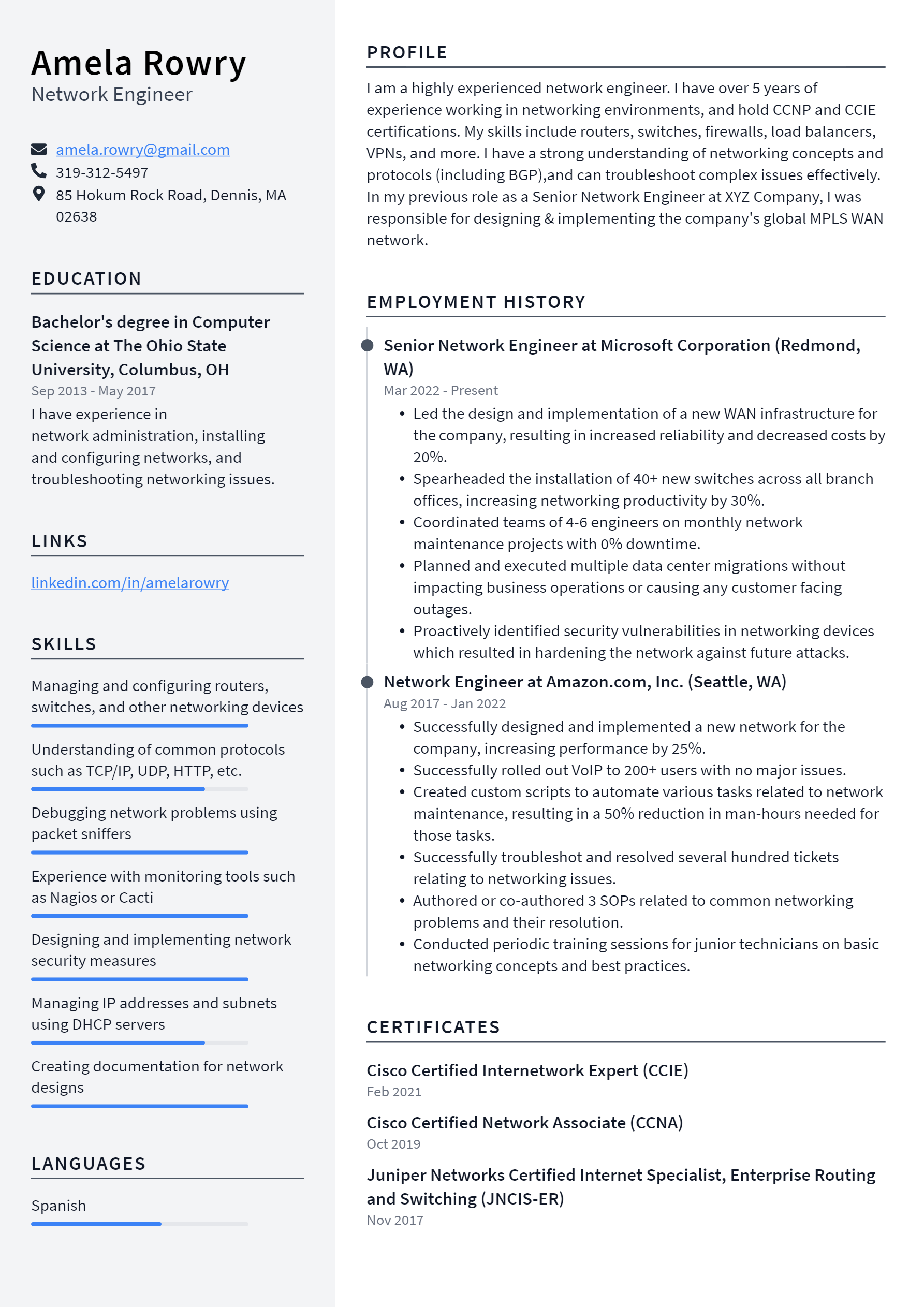 Network Engineer Resume Example and Writing Guide - ResumeLawyer