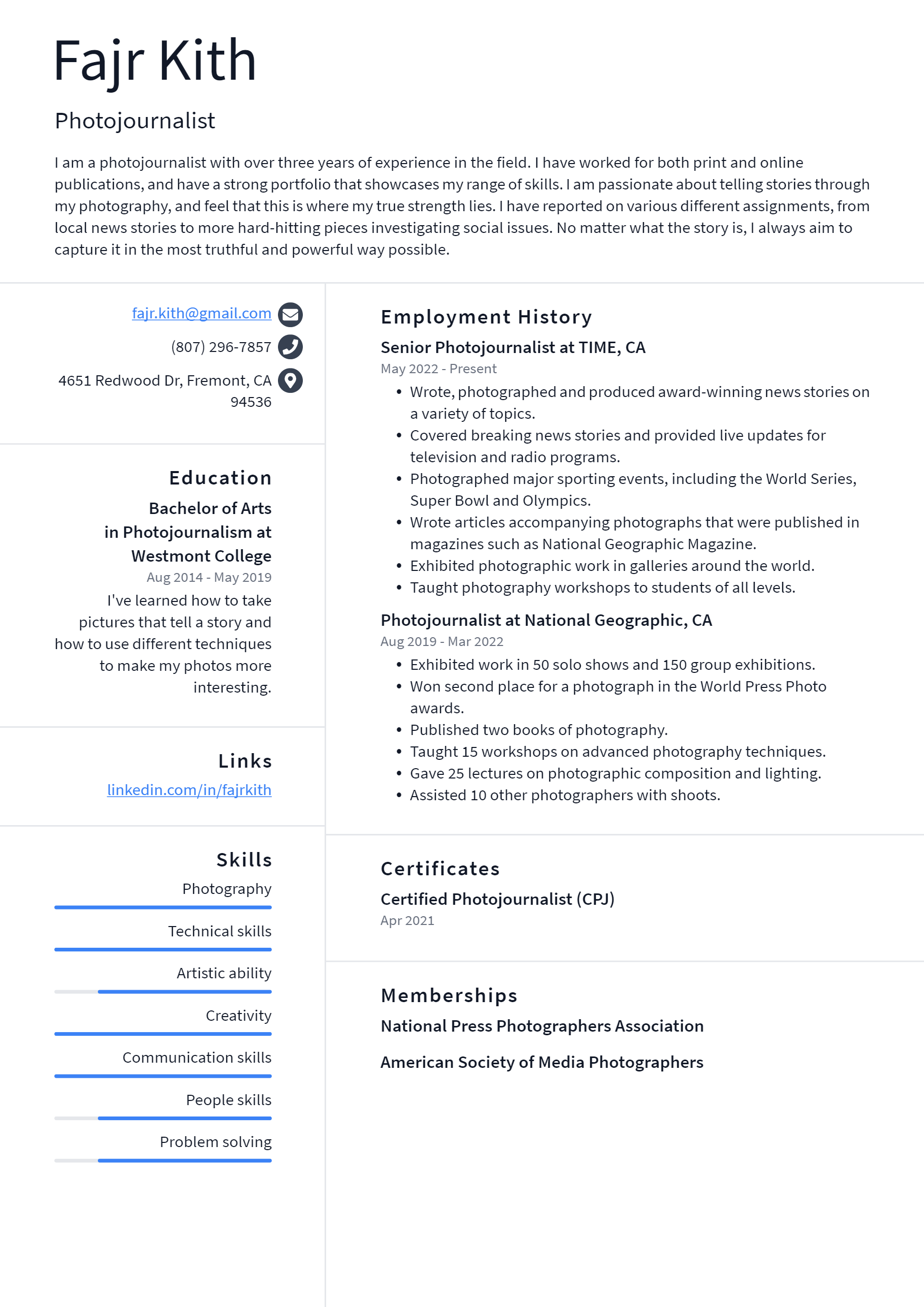 Journalist Resume Example and Writing Guide - ResumeLawyer