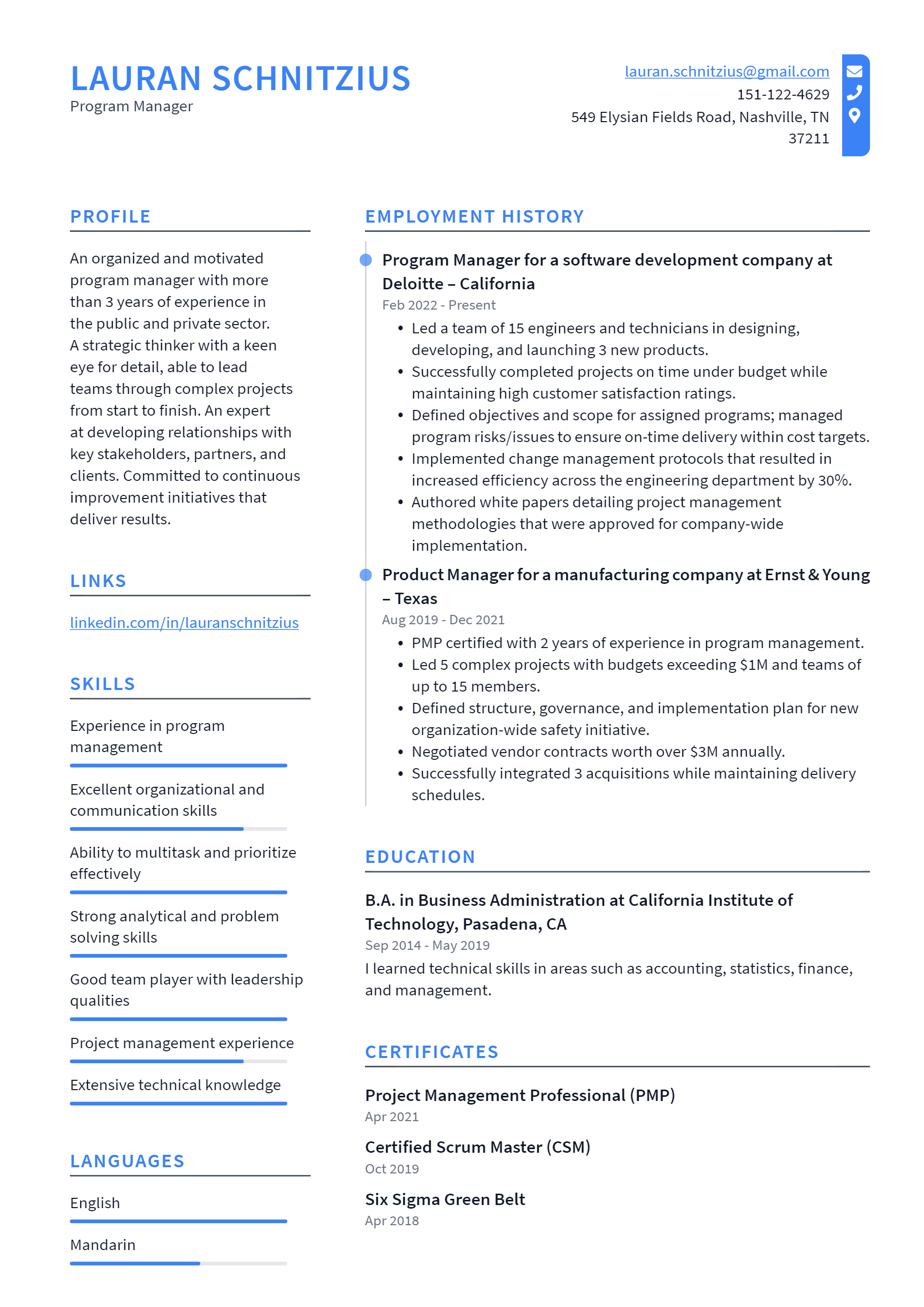 Program Manager Resume Example and Writing Guide - ResumeLawyer