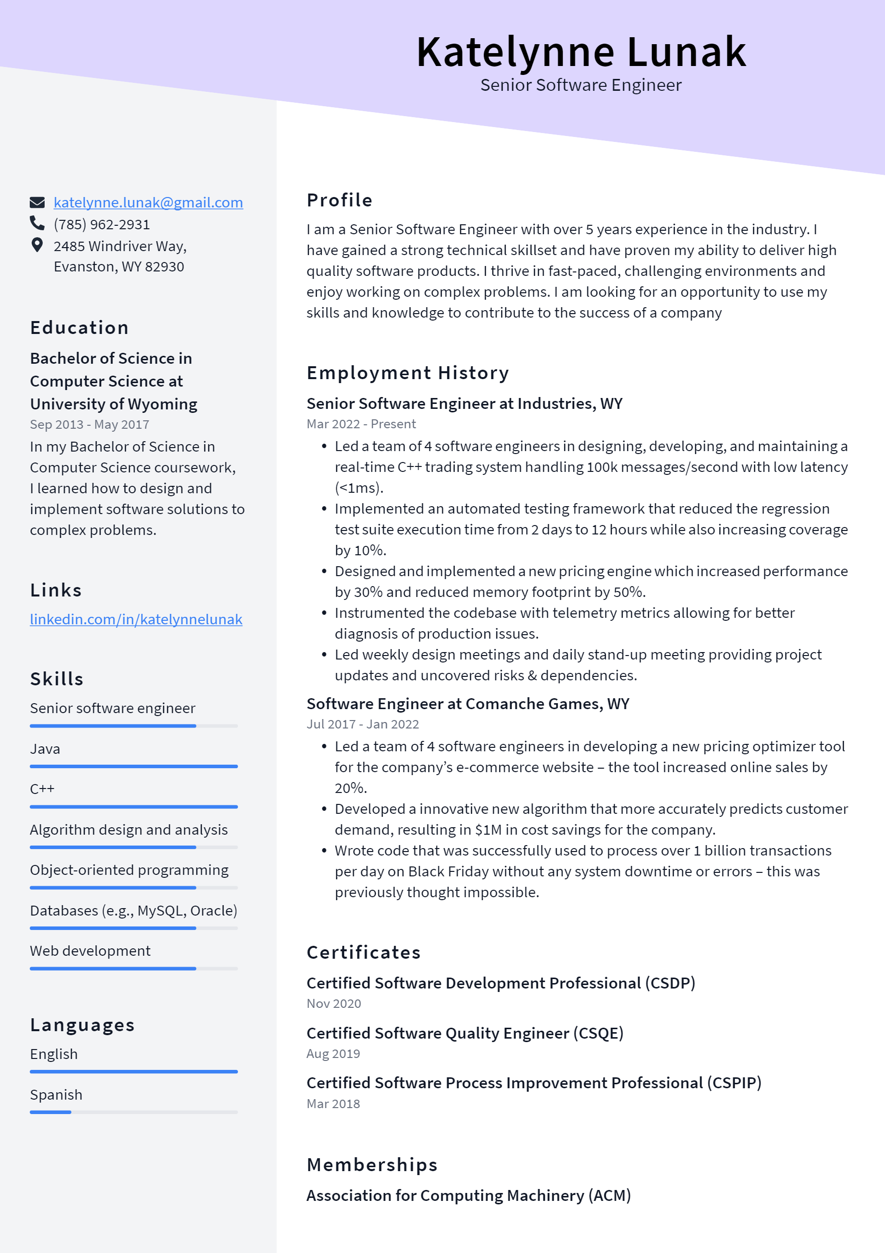Software Engineer Resume Example and Writing Guide - ResumeLawyer