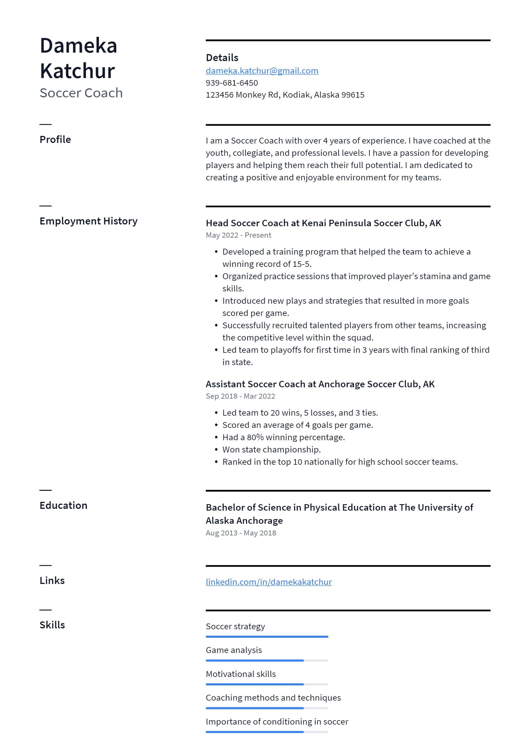 Soccer Coach Resume Example and Writing Guide - ResumeLawyer