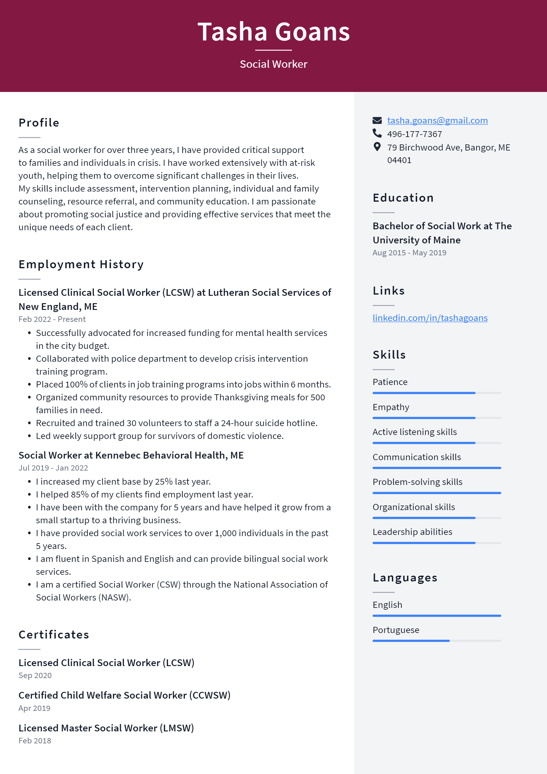 Social Worker Resume Example and Writing Guide - ResumeLawyer