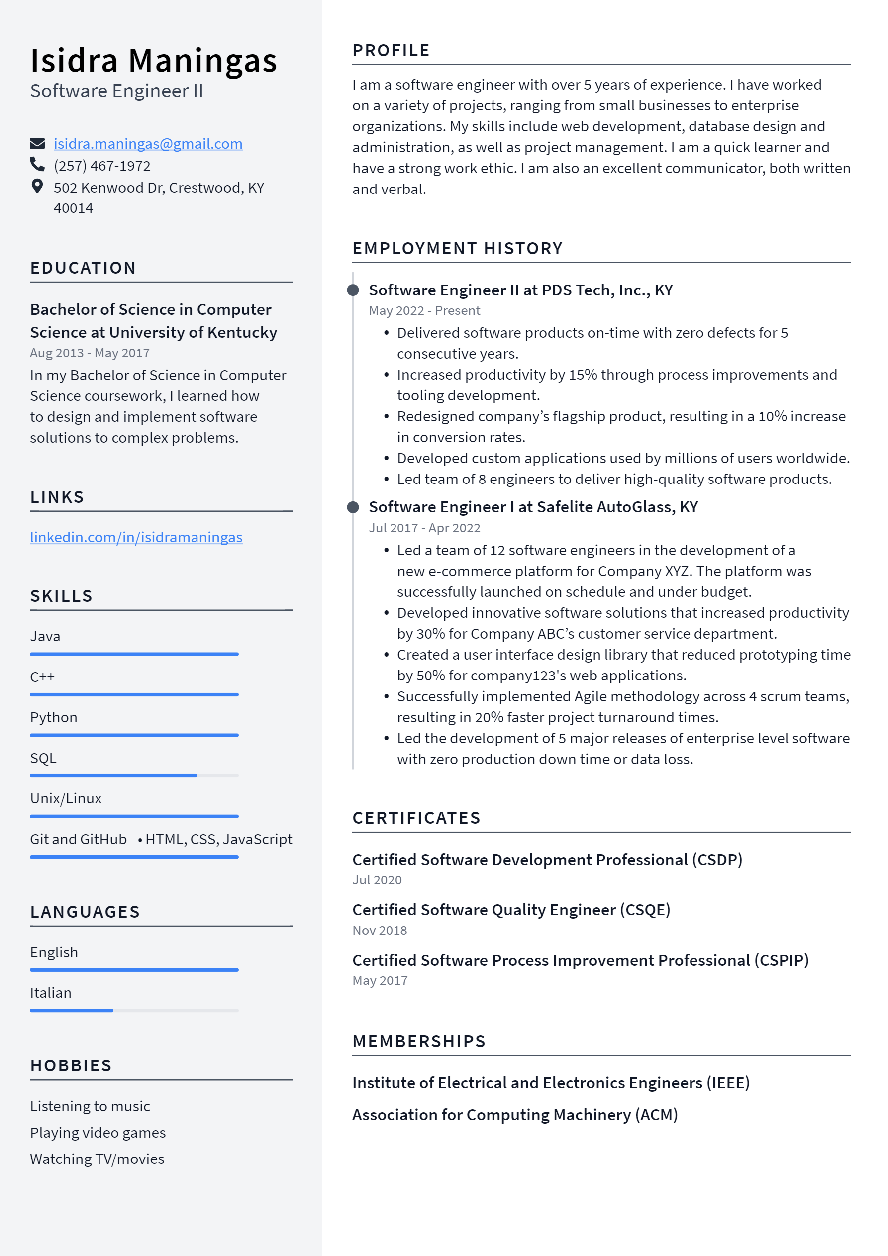 Software Engineer Resume Example and Writing Guide - ResumeLawyer