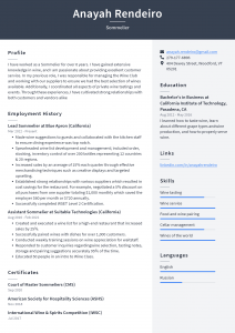 Sommelier Resume Example and Writing Guide - ResumeLawyer
