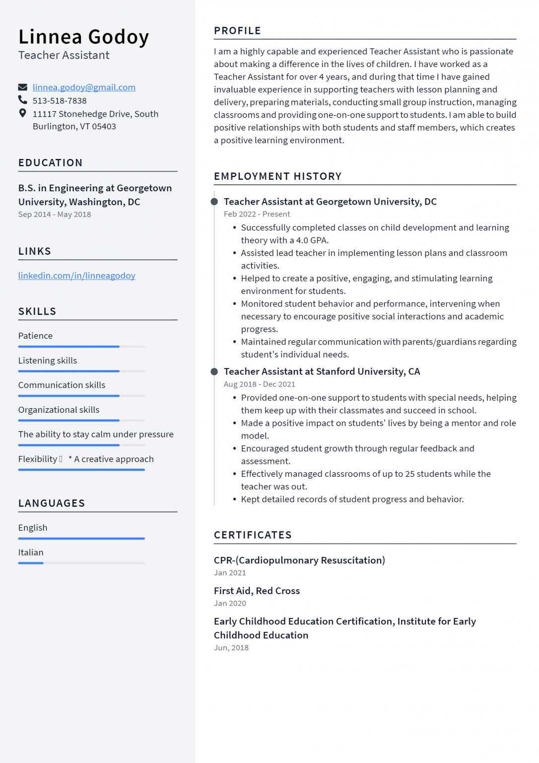 Teacher Assistant Resume Example and Writing Guide - ResumeLawyer