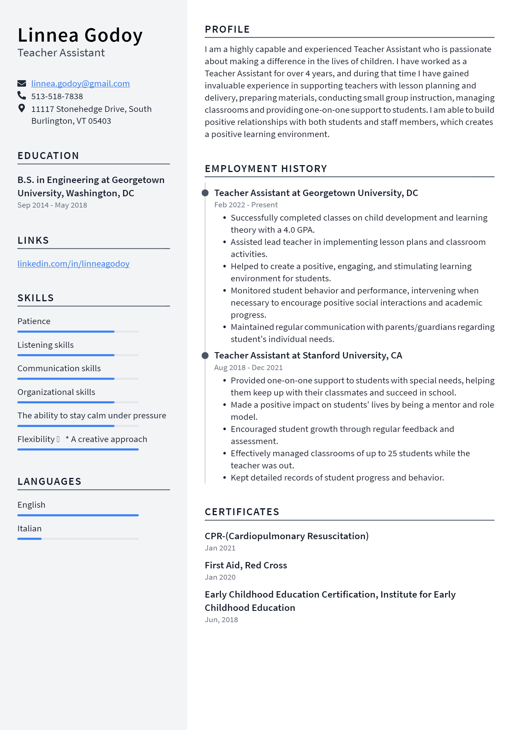 Teacher Assistant Resume Example and Writing Guide - ResumeLawyer